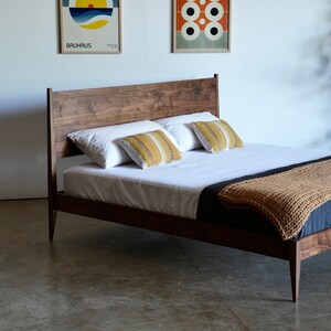 Mid Century Modern Walnut Bed: Solid Wood Platform Bed Frame - Etsy