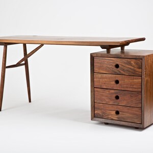 Mid Century Modern Desk Solid Wood Writing Desk With Storage | Etsy