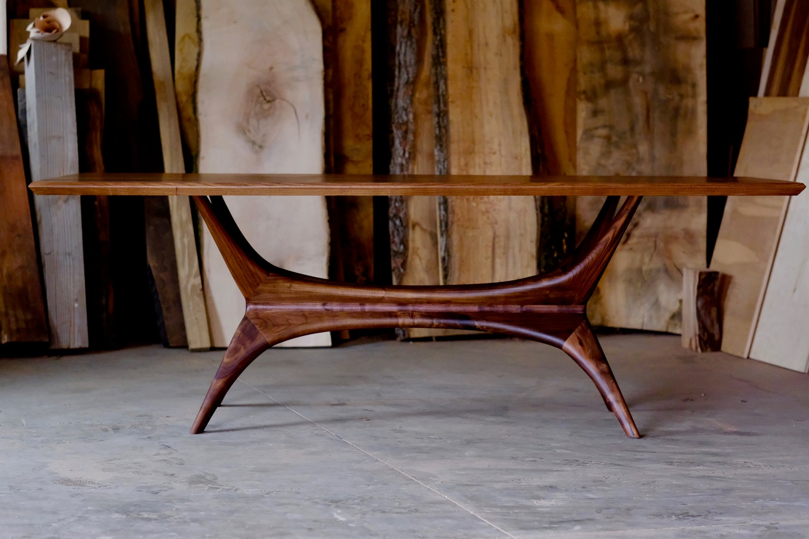 Mid Century Modern Dining Table Solid Walnut Kitchen Table - Etsy