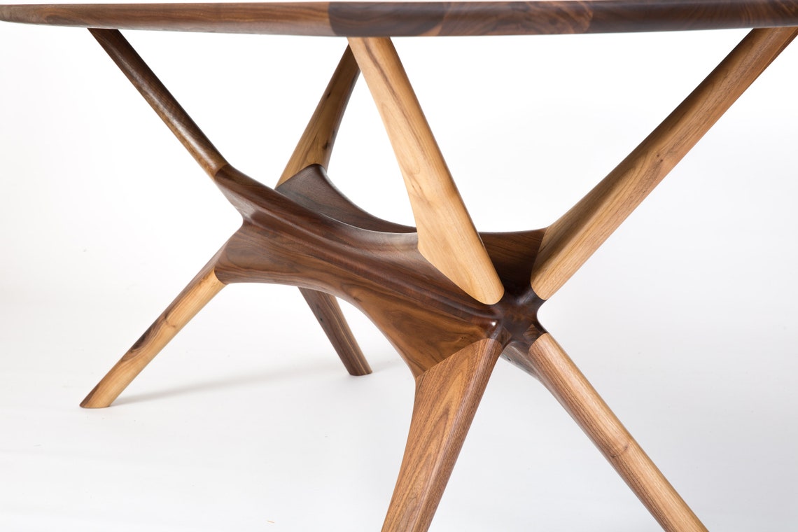 Mid Century Modern Dining Table Solid Walnut Kitchen Table - Etsy