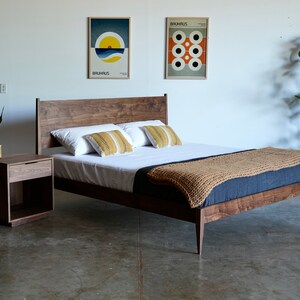 Mid Century Modern Walnut Bed: Solid Wood Platform Bed Frame - Etsy