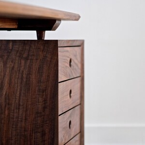 Mid Century Modern Desk Solid Wood Writing Desk With Storage | Etsy