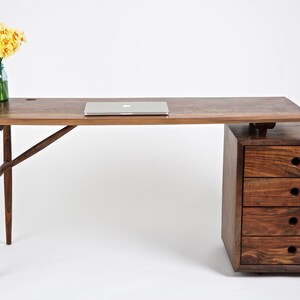 Mid Century Modern Desk Solid Wood Writing Desk with Storage - Etsy.de