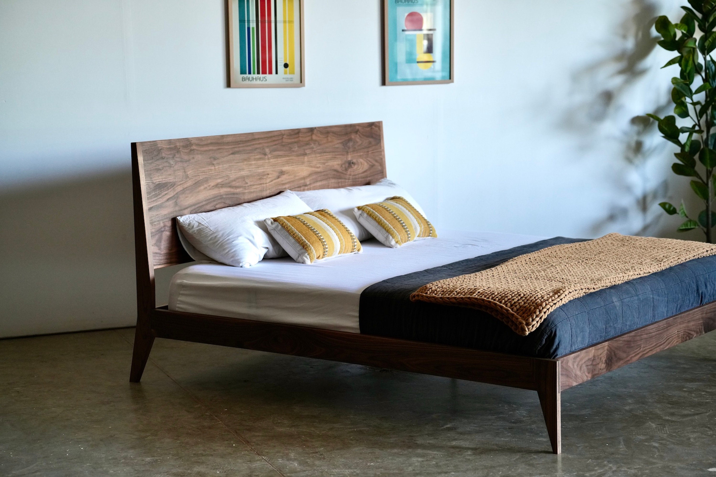 Mid Century Modern Solid Wood Platform Bed With Optional Storage - Etsy