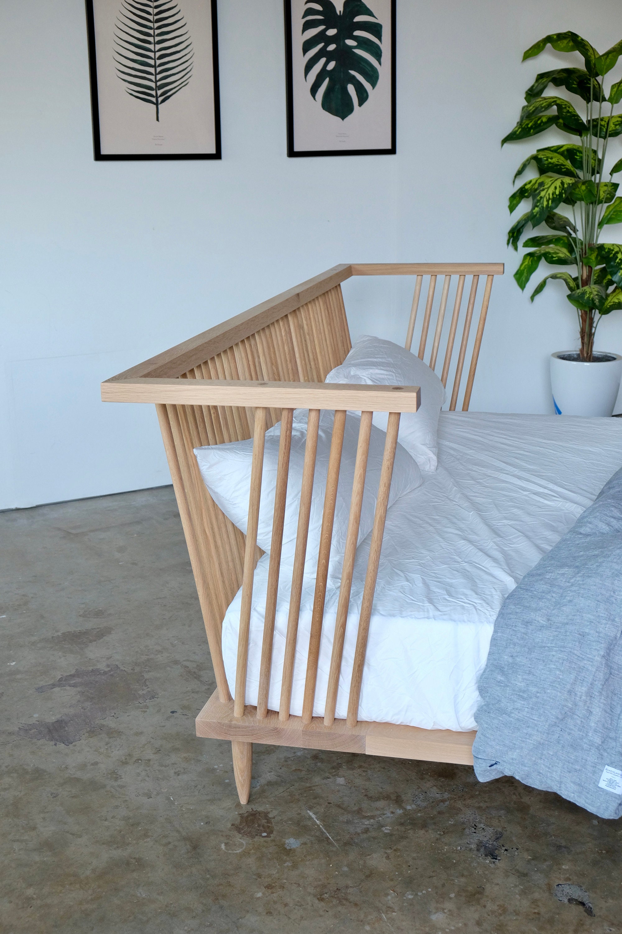 Windsor Style Platform Bed Modern Windsor Bed Oak Bed - Etsy