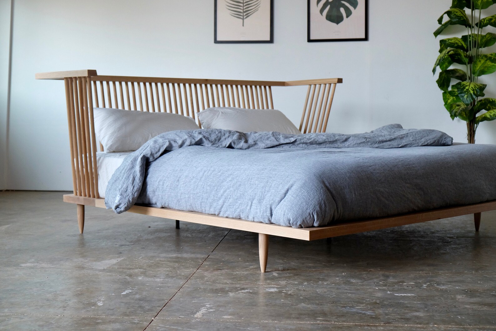 Windsor Style Platform Bed Modern Windsor Bed Oak Bed - Etsy
