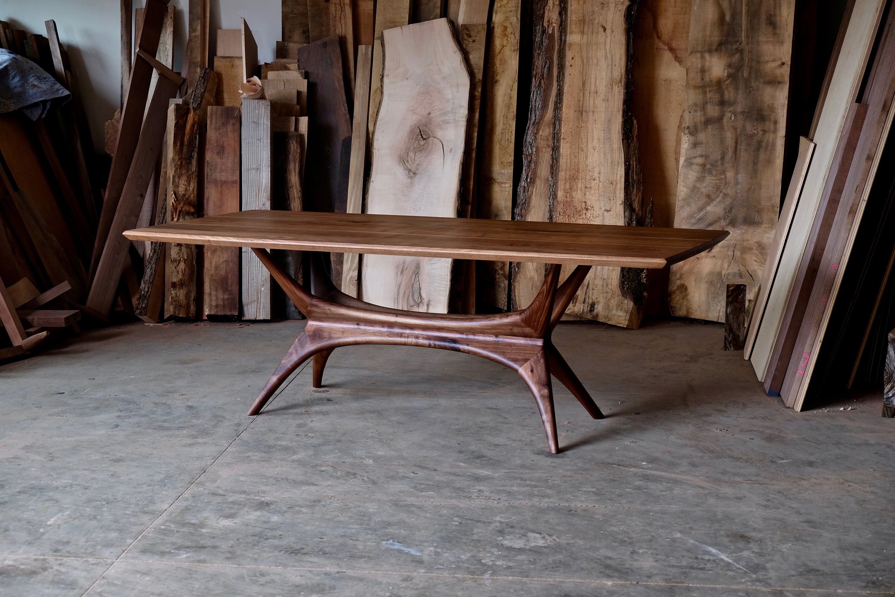 Mid Century Modern Dining Table Solid Walnut Kitchen Table - Etsy