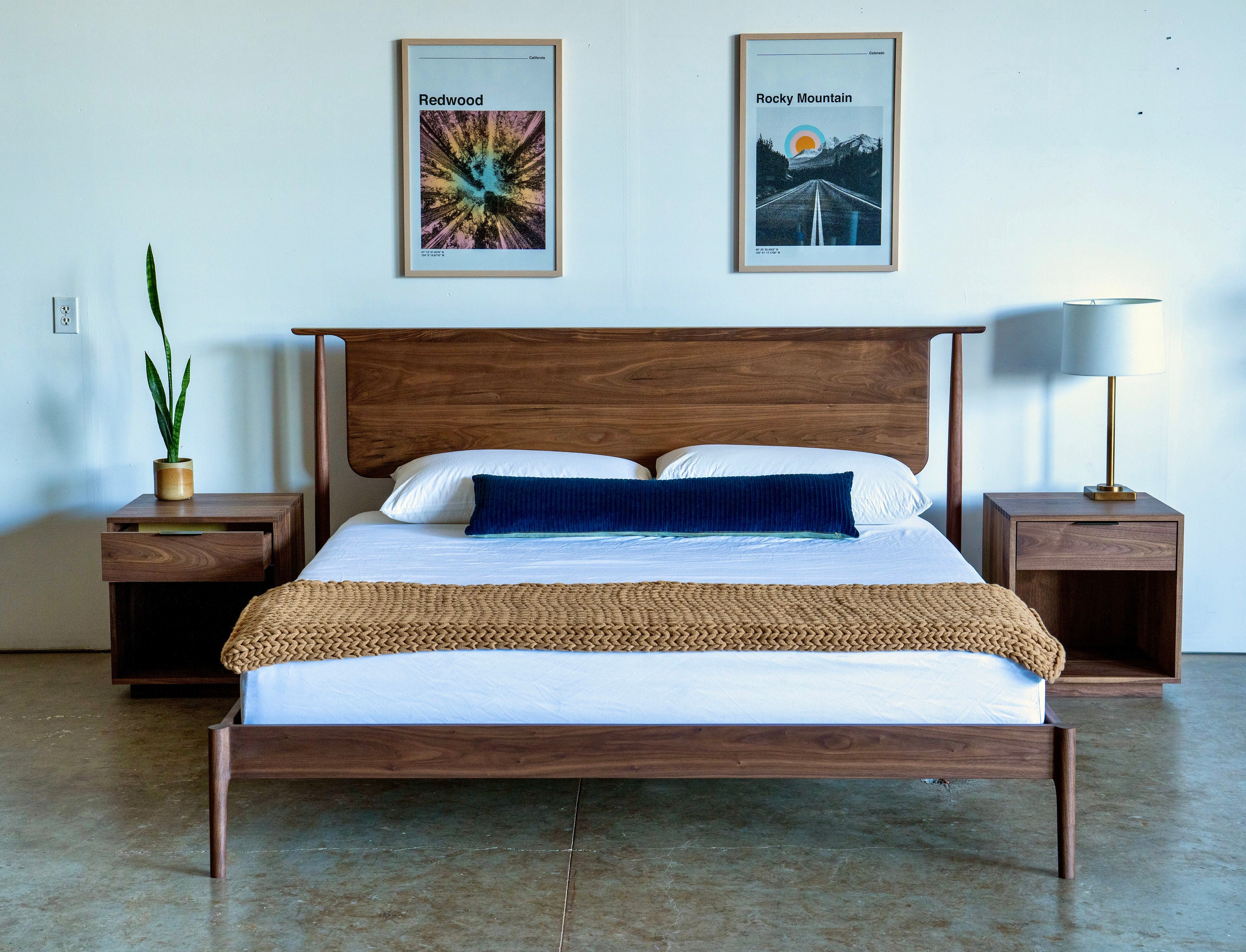 Mid Century Modern Platform Bed Frame Storage Bed Etsy