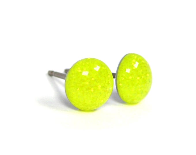 Neon Yellow Earrings Stacked Column Linear Pendulum Vintage Sequin ...