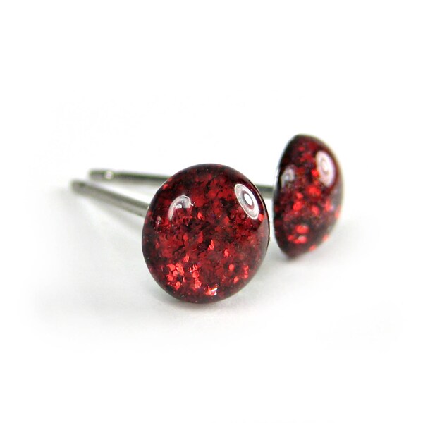Red Stud Earrings - Etsy