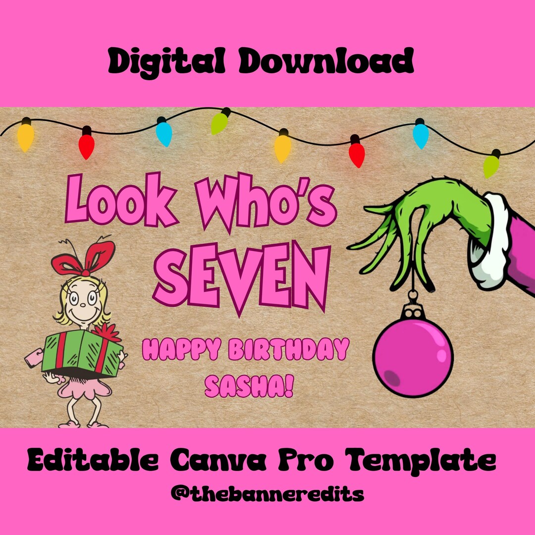 Cindy Lou Who Birthday Banner Template - Etsy