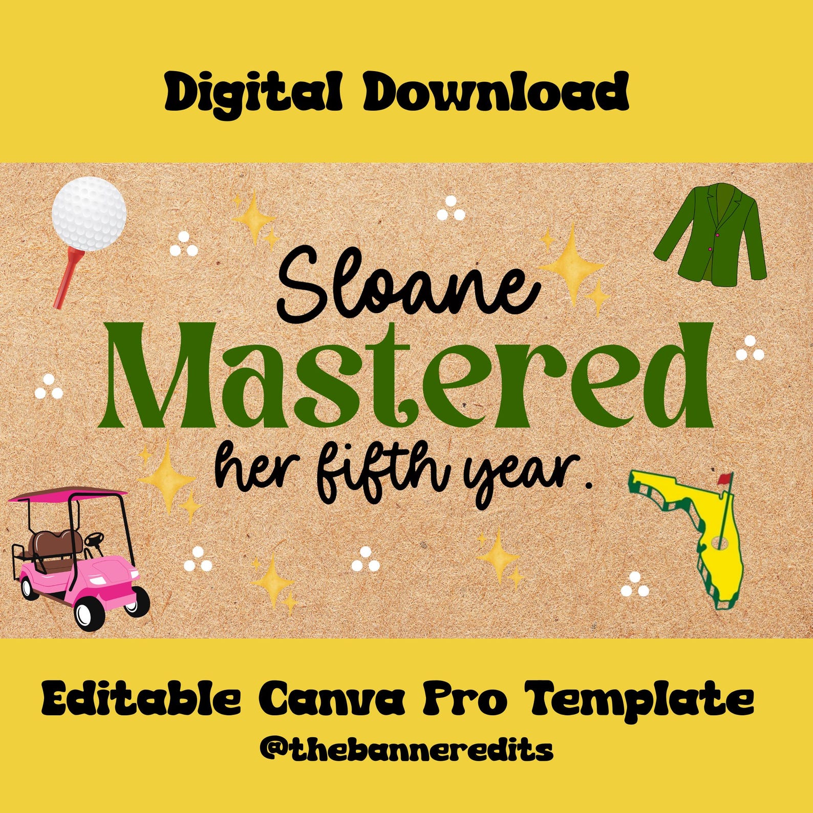 Masters Birthday Banner Template - Etsy