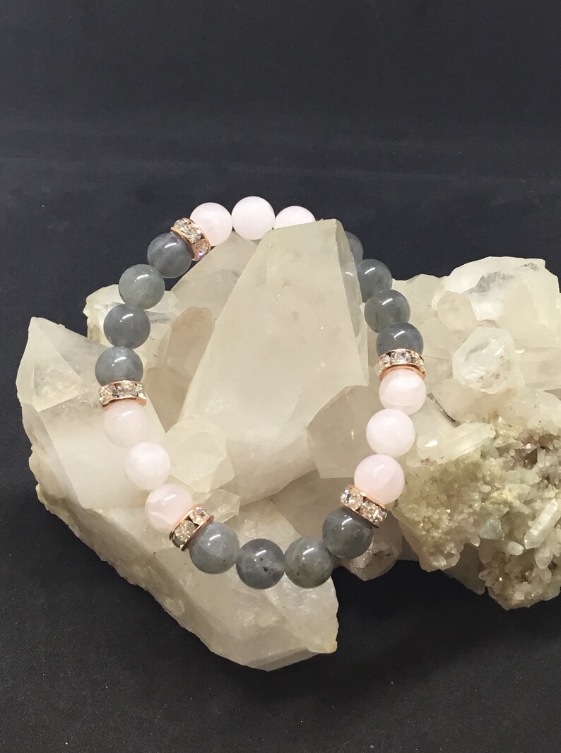 Rose Quartz and Labradorite Bracelet - Etsy Canada