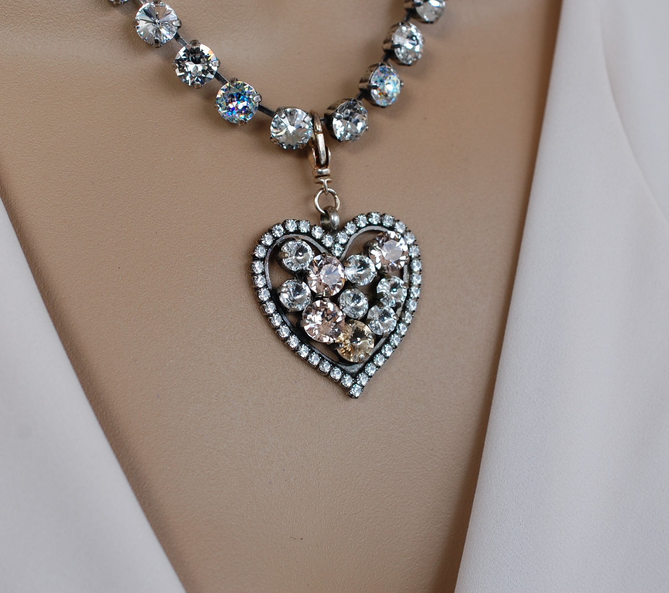 Swarovski Heart Pendant, Add on Heart Pendant, Detachable Pendant ...