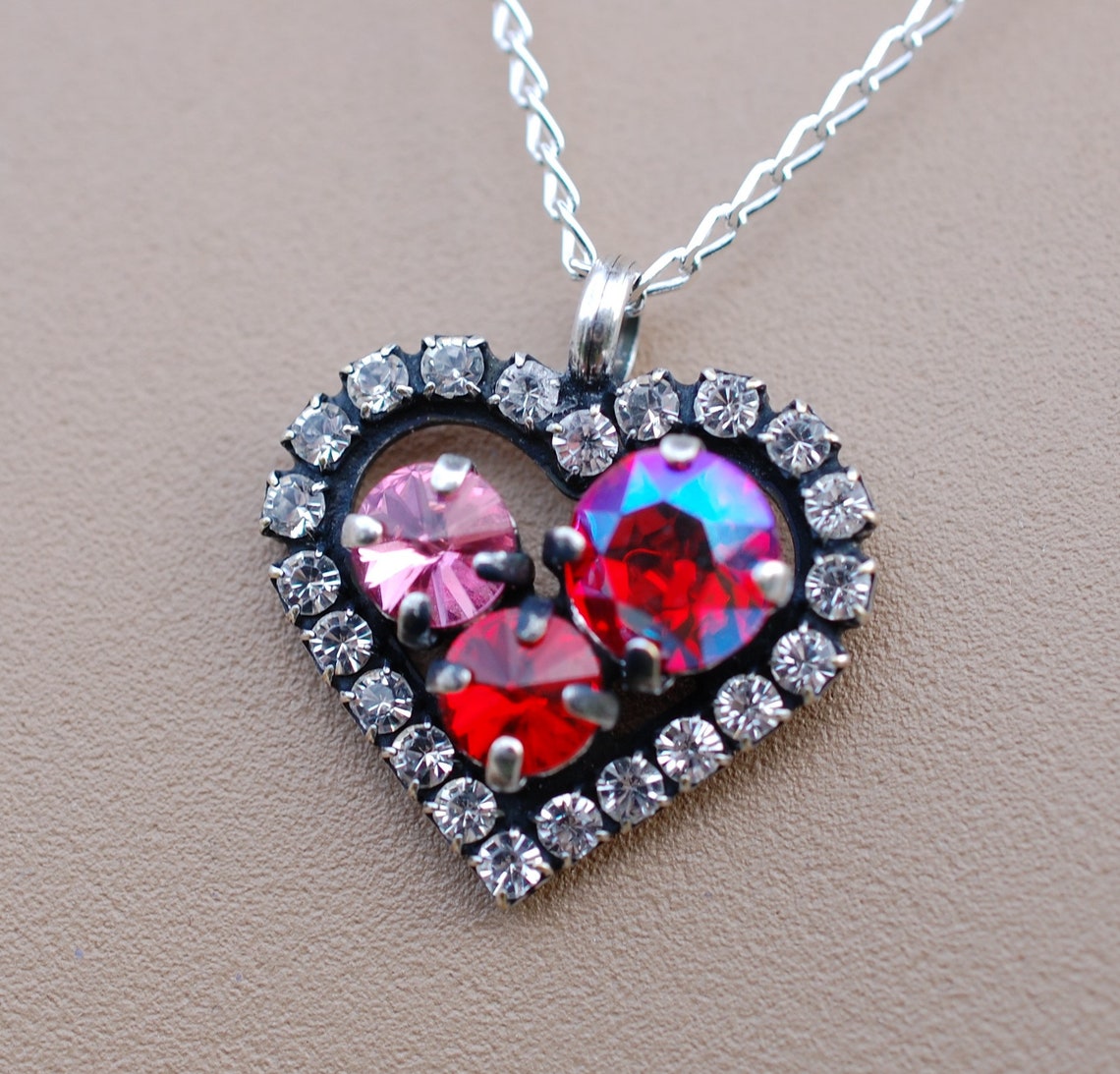 Swarovski Crystal Heart Pendant Necklace on Sterling Silver - Etsy