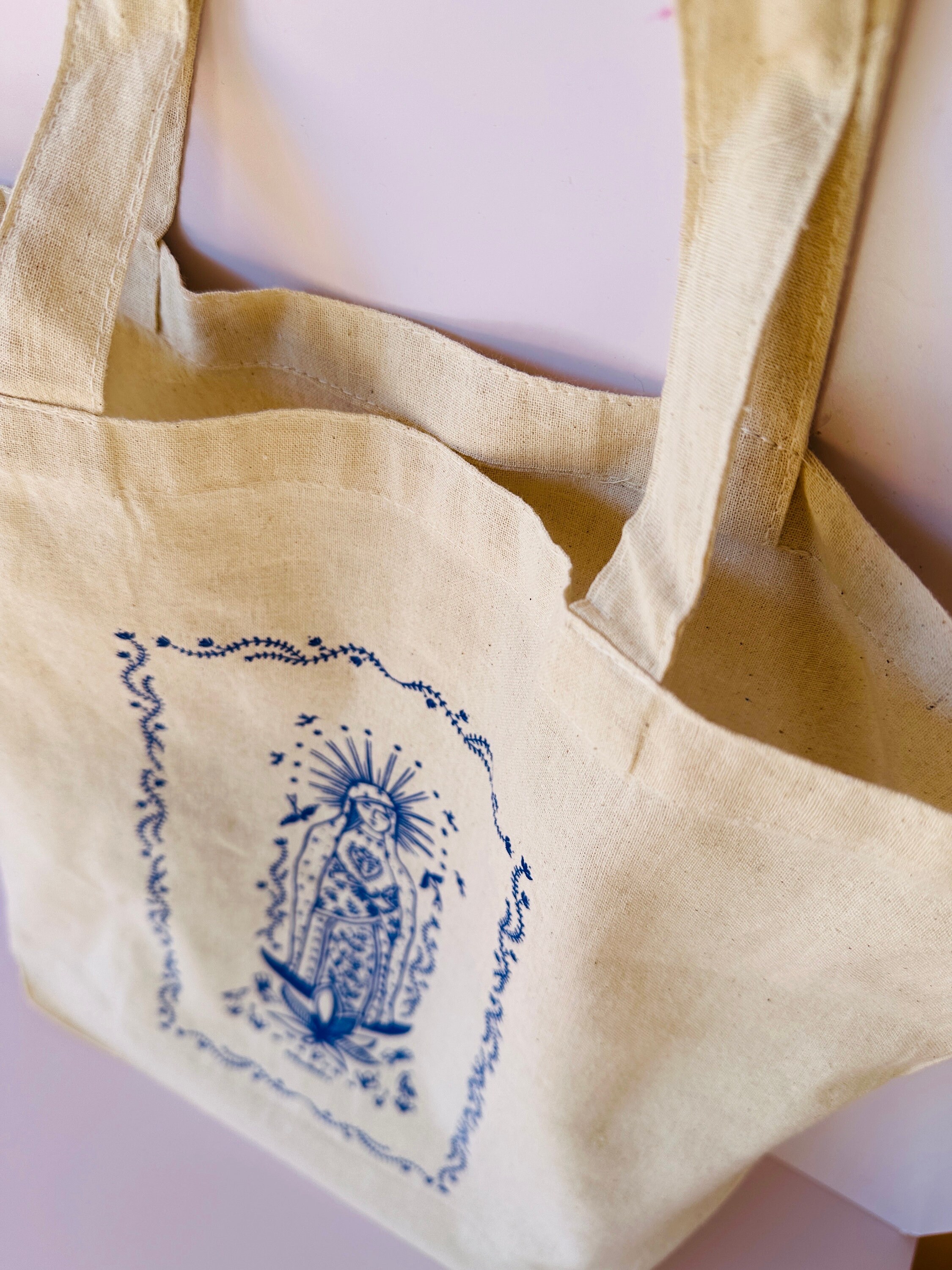 TOTE BAG | Guadalupe Screenprint on 100% Natural Cotton - Etsy