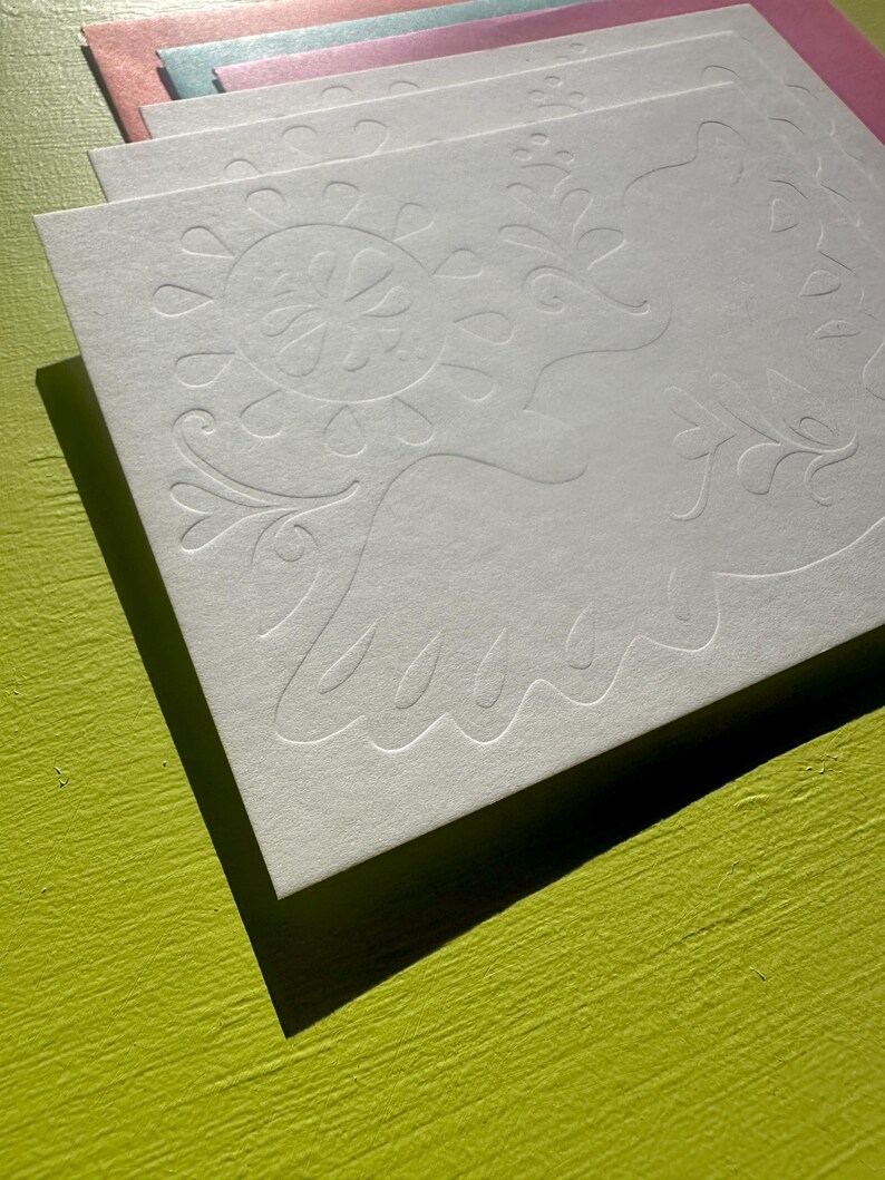 LETTERPRESS NOTECARD SET | Single Dove: the Golden Hour Blind Embossed ...