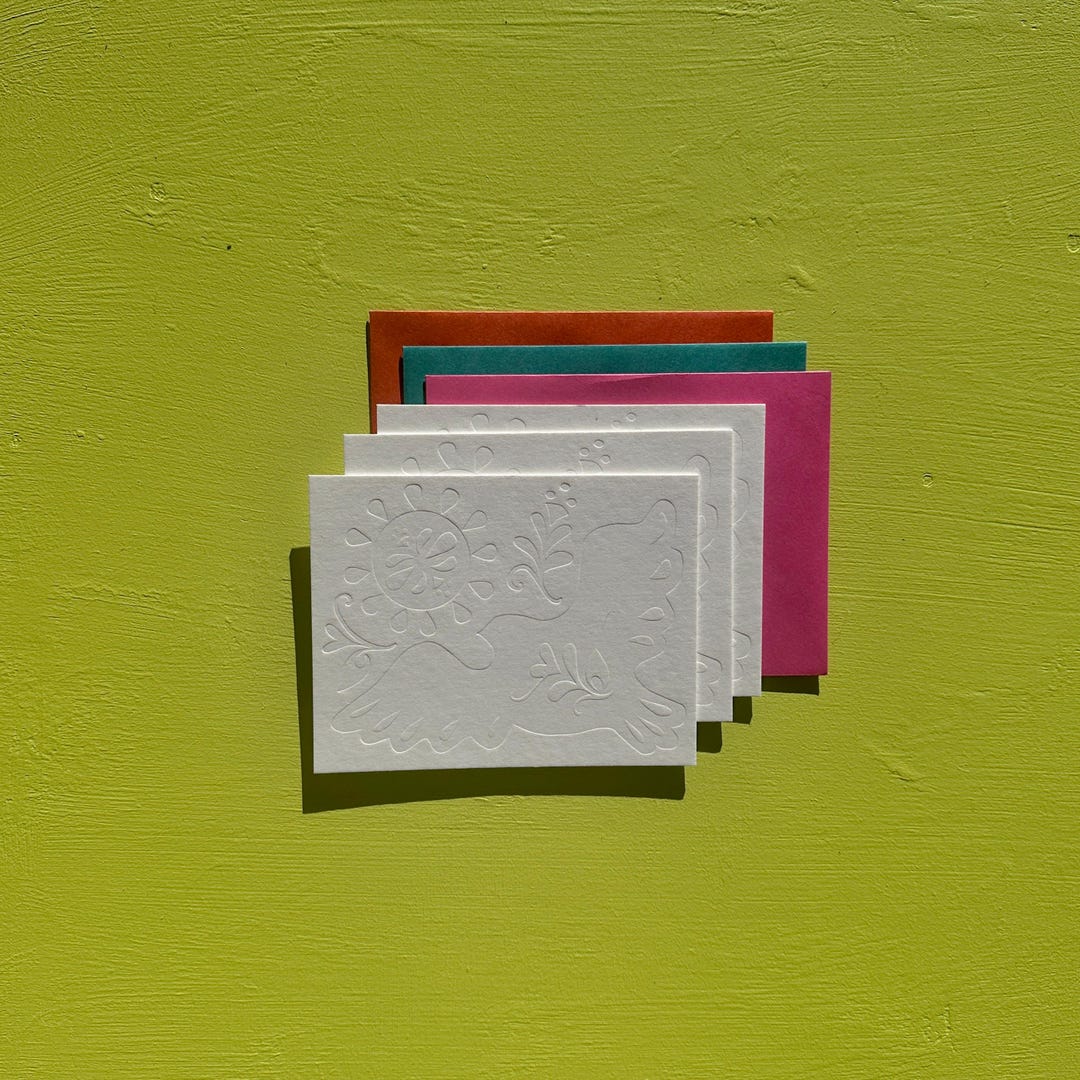 LETTERPRESS NOTECARD SET | Single Dove: the Golden Hour Blind Embossed ...
