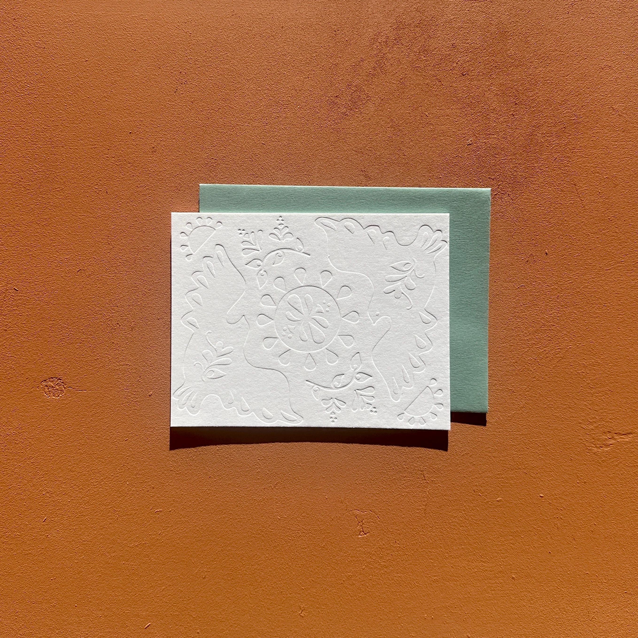 LETTERPRESS NOTECARD SET | Double Doves: the Golden Hour Blind Embossed ...
