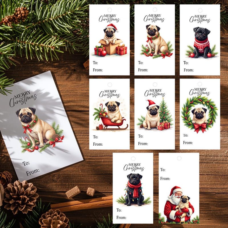 Pug Cards Christmas - Etsy