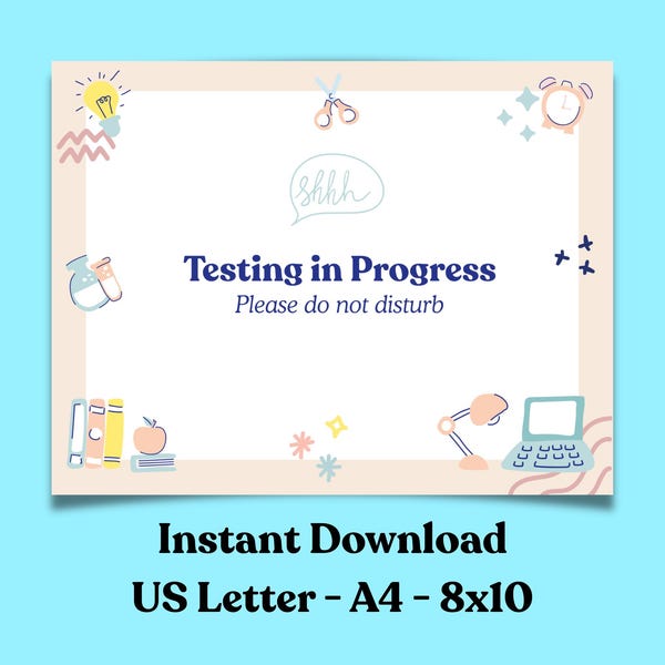 Quiet Testing Sign - Etsy