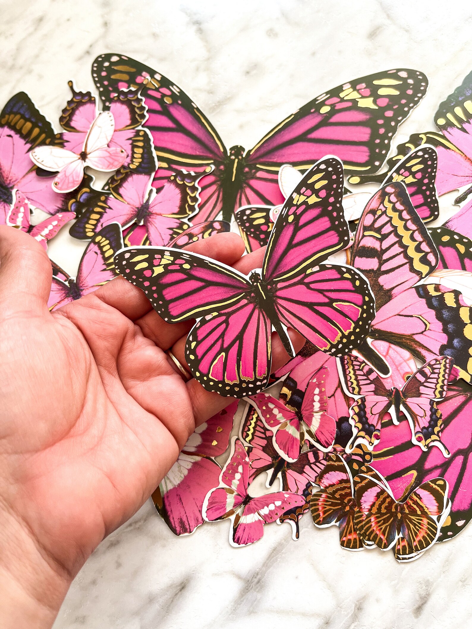 Pink Butterfly Die Cut Embellishment Monarch Paper Crafts Ephemera ...