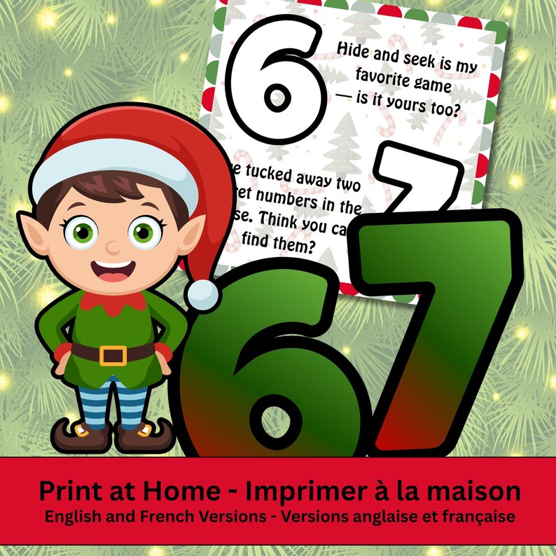 Elf 67 Prop Printable Game Christmas Activity Shelf Hide Seek Number ...