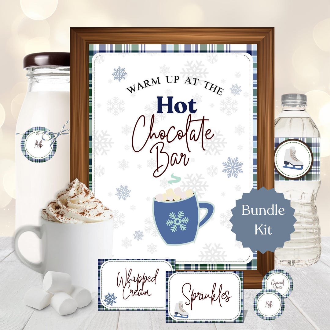 Hot Chocolate Bar Printable Cocoa Kit Digital Event Bundle Holiday ...