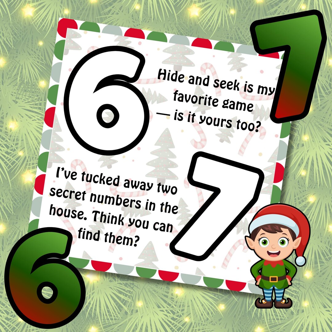 Elf 67 Prop Printable Game Christmas Activity Shelf Hide Seek Number ...