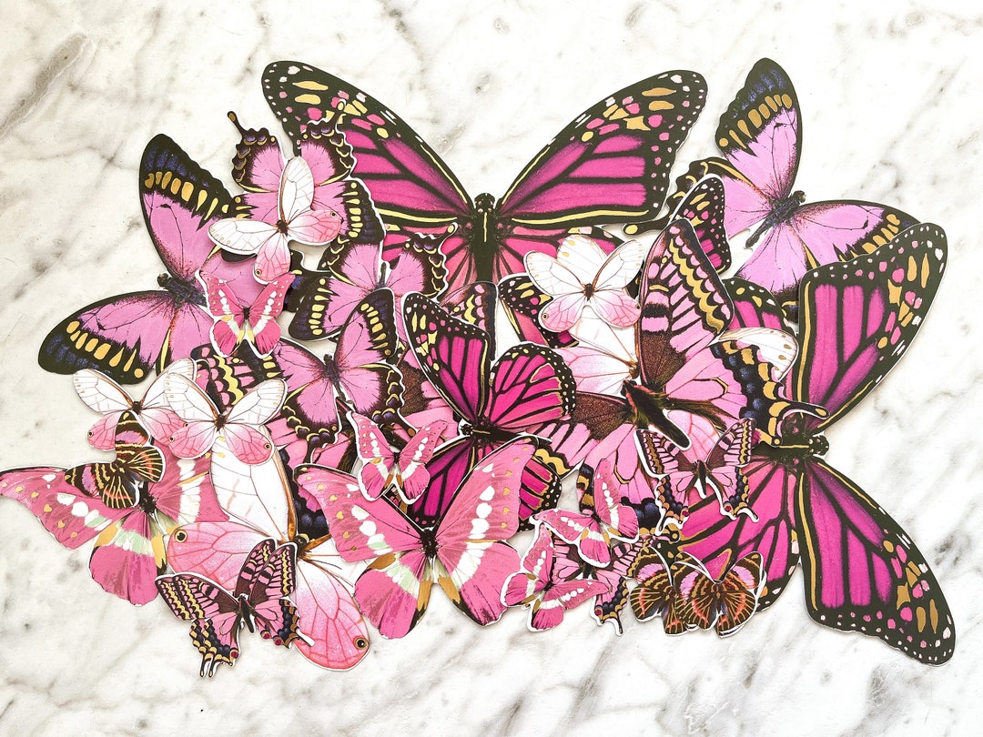 Pink Butterfly Die Cut Embellishment Monarch Paper Crafts Ephemera ...