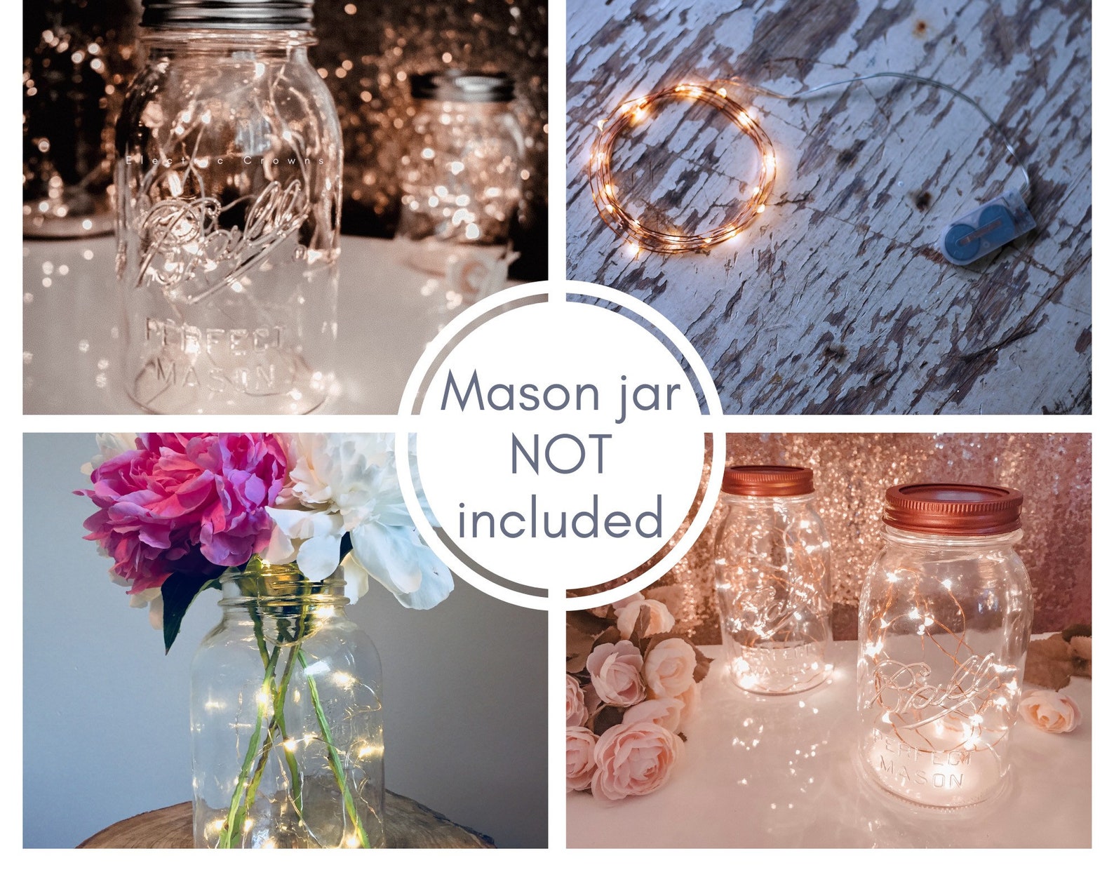 Mason Jar Decor Battery Operated LED Lights Led Centerpiece - Etsy