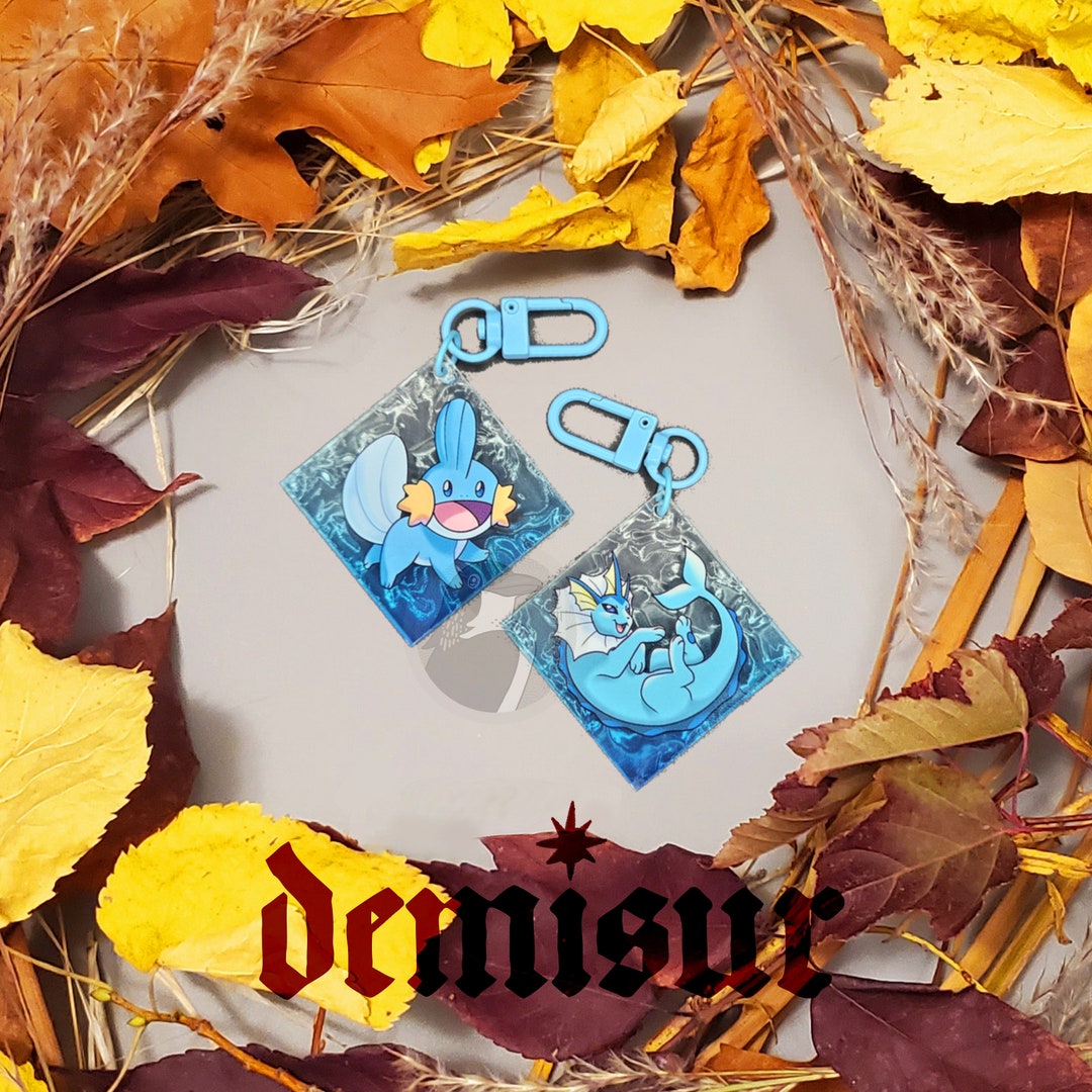 Mudkip Vaporeon Acrylic Keychain | Pokemon | Water Ripple Effect Double ...