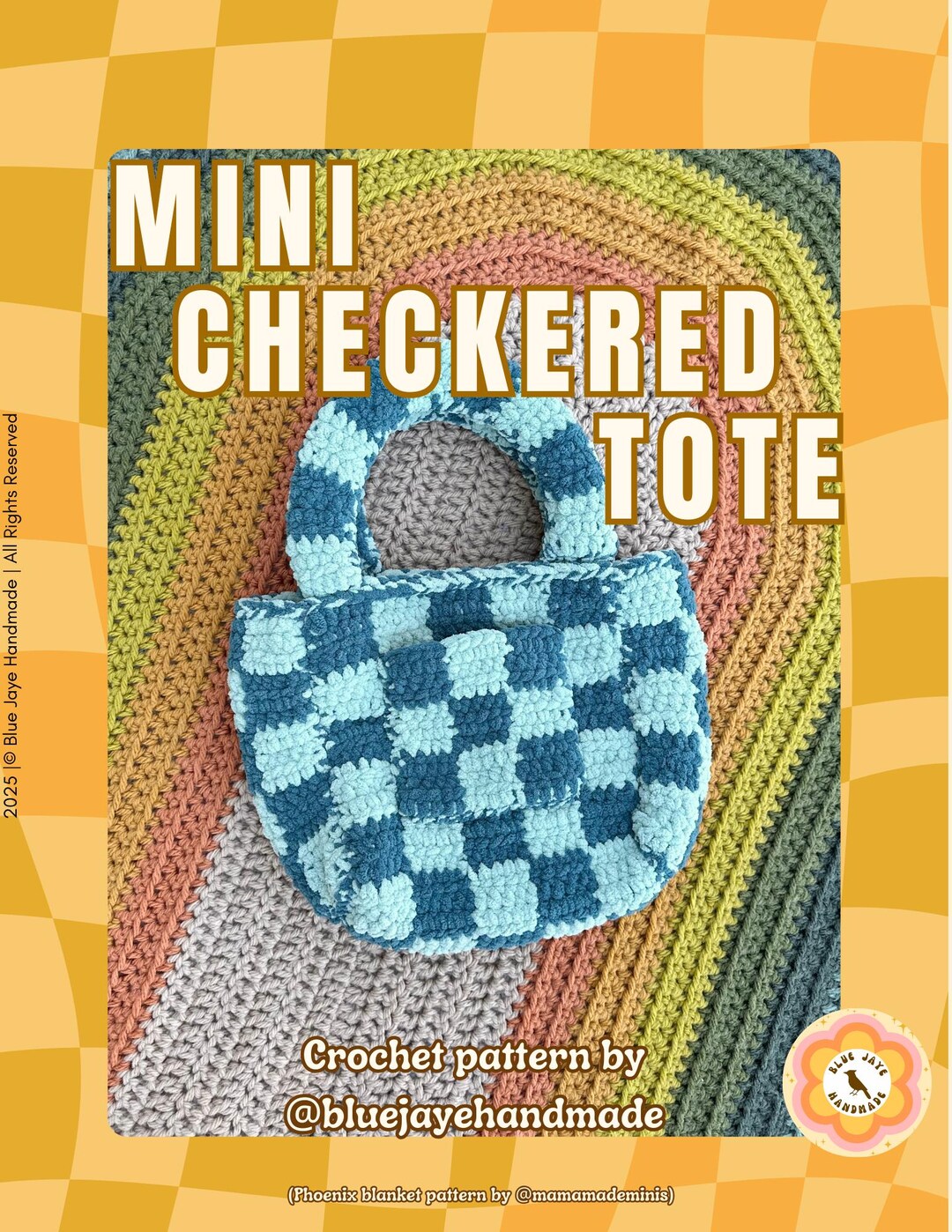 Mini Checkered Tote Crochet Pattern | Customizable Tote Bag | Checkered ...