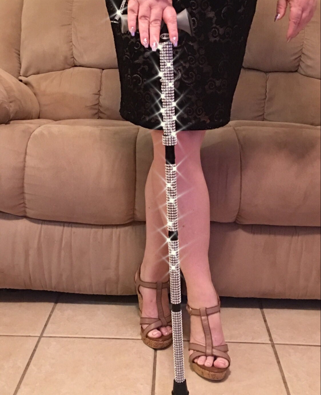 Silver Bling Folding Cane, Sparkling, Glam Date Night or Opera Walking ...