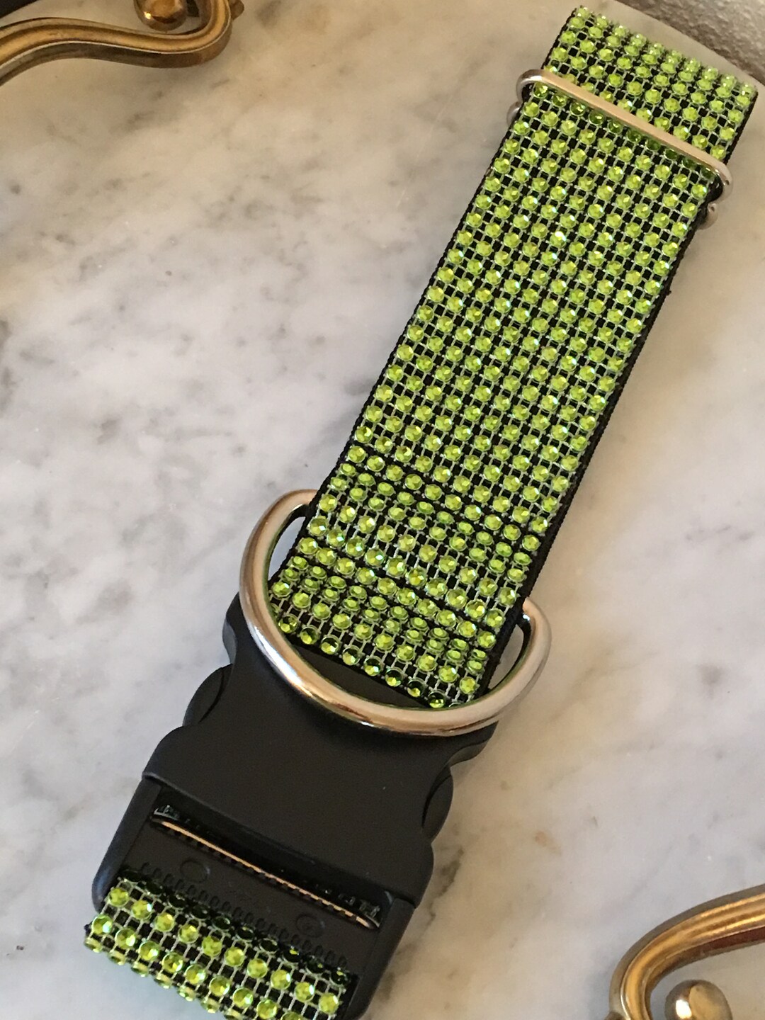 Rhinestone BLING Peridot Green Big Dog Collar. Sparkling and Elegant ...