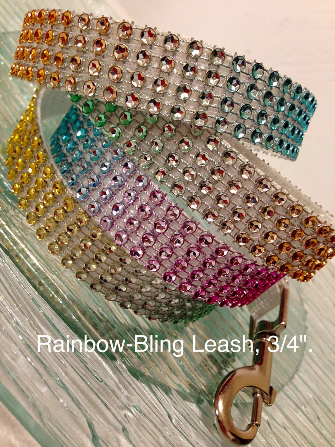 Rainbow Rhinestone BLING Dog Leash Sparkly Gift Glam Girl Dog Gift ...