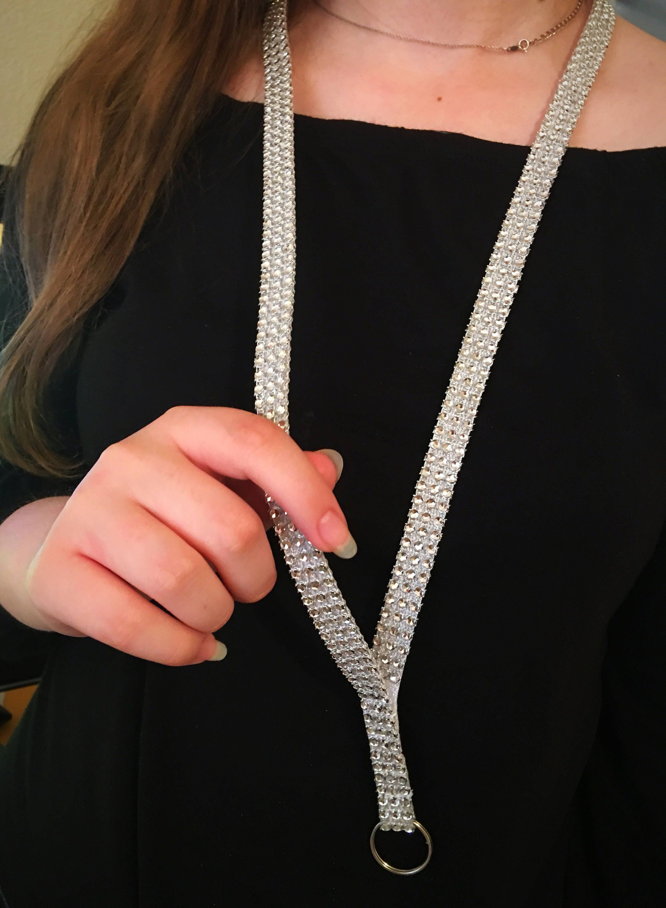 Silver Rhinestone Lanyard 36. Use for Keys ID Holder - Etsy