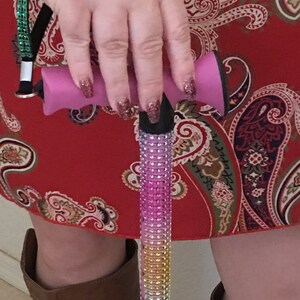 Rainbow Rhinestone Bling FOLDING Walking Cane Pink Sparkly Elegant ...