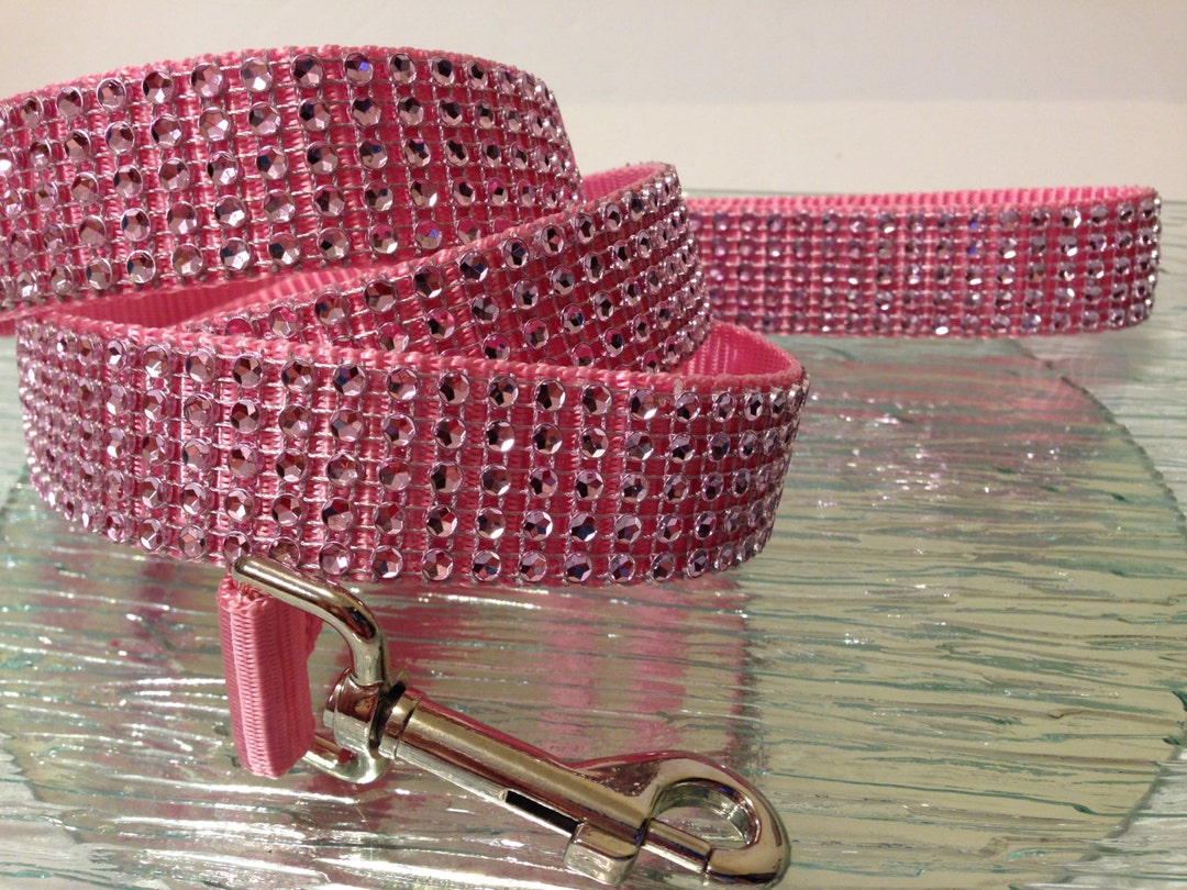 Rhinestone Bling Dog Leash Pastel Pink Elegant Sparkle Fancy Metal Clip ...