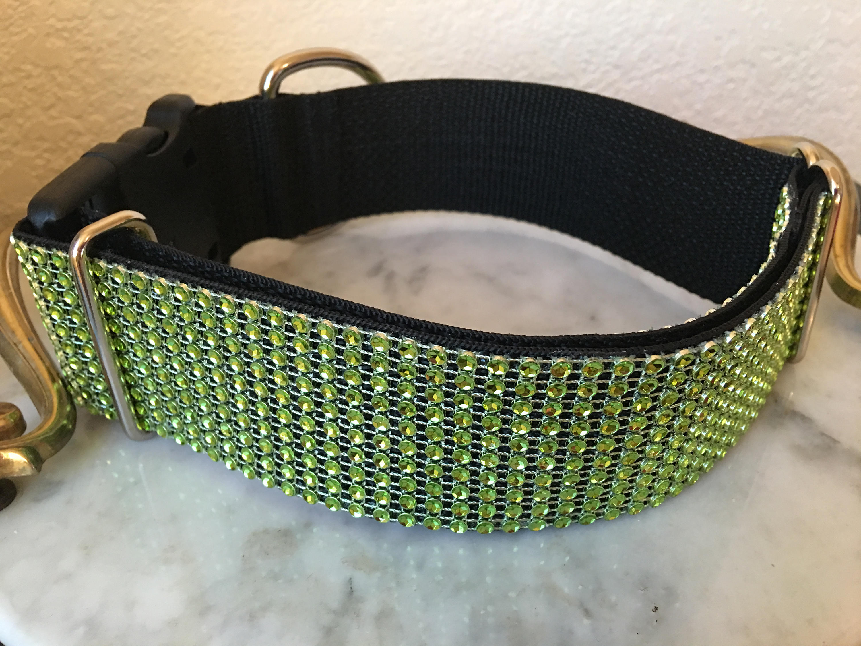 Rhinestone BLING Peridot Green Big Dog Collar. Sparkling and - Etsy