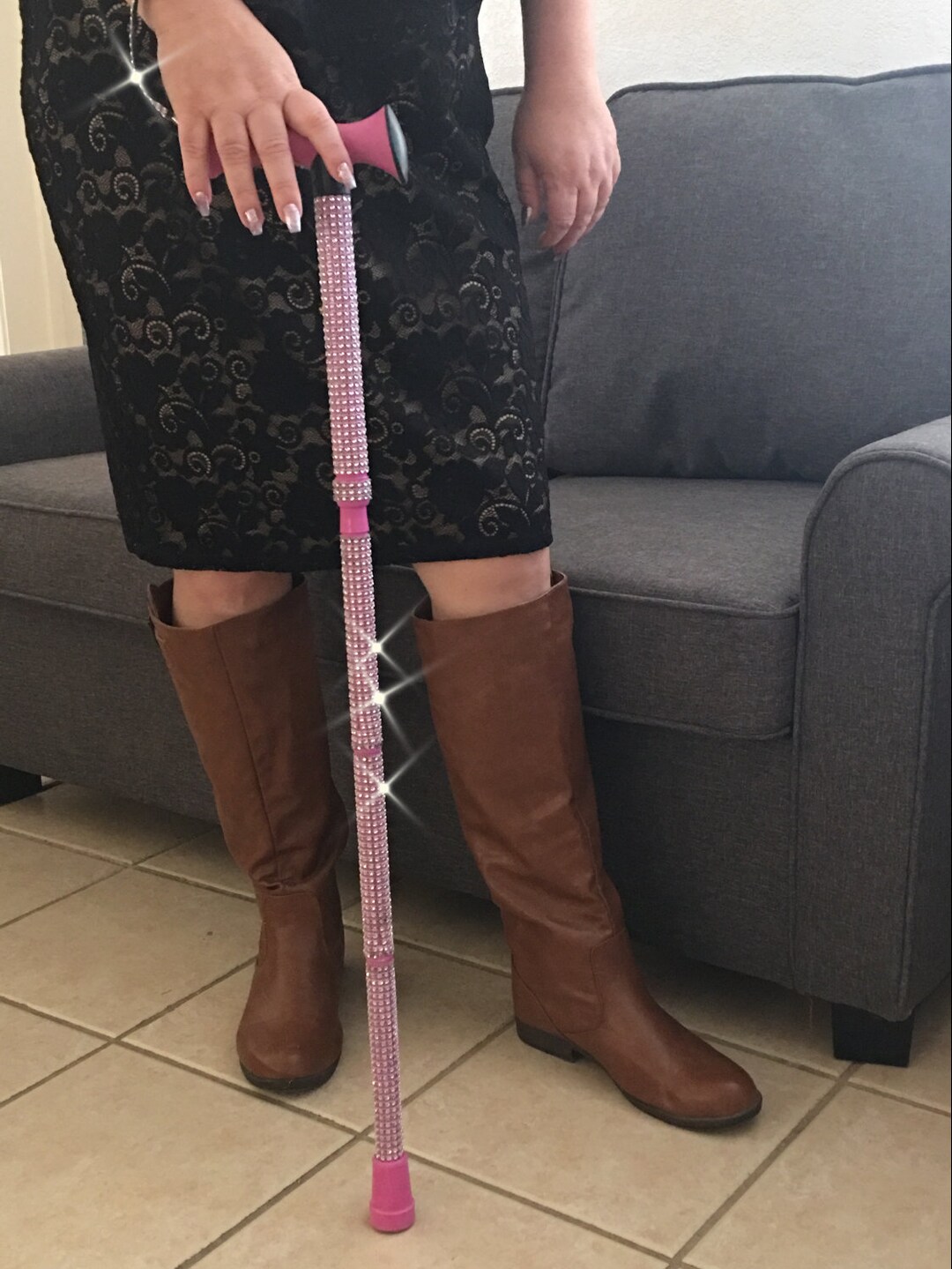 Pastel Pink, Faux Bling Walking Cane. Sparkling, Elegant, and Very ...