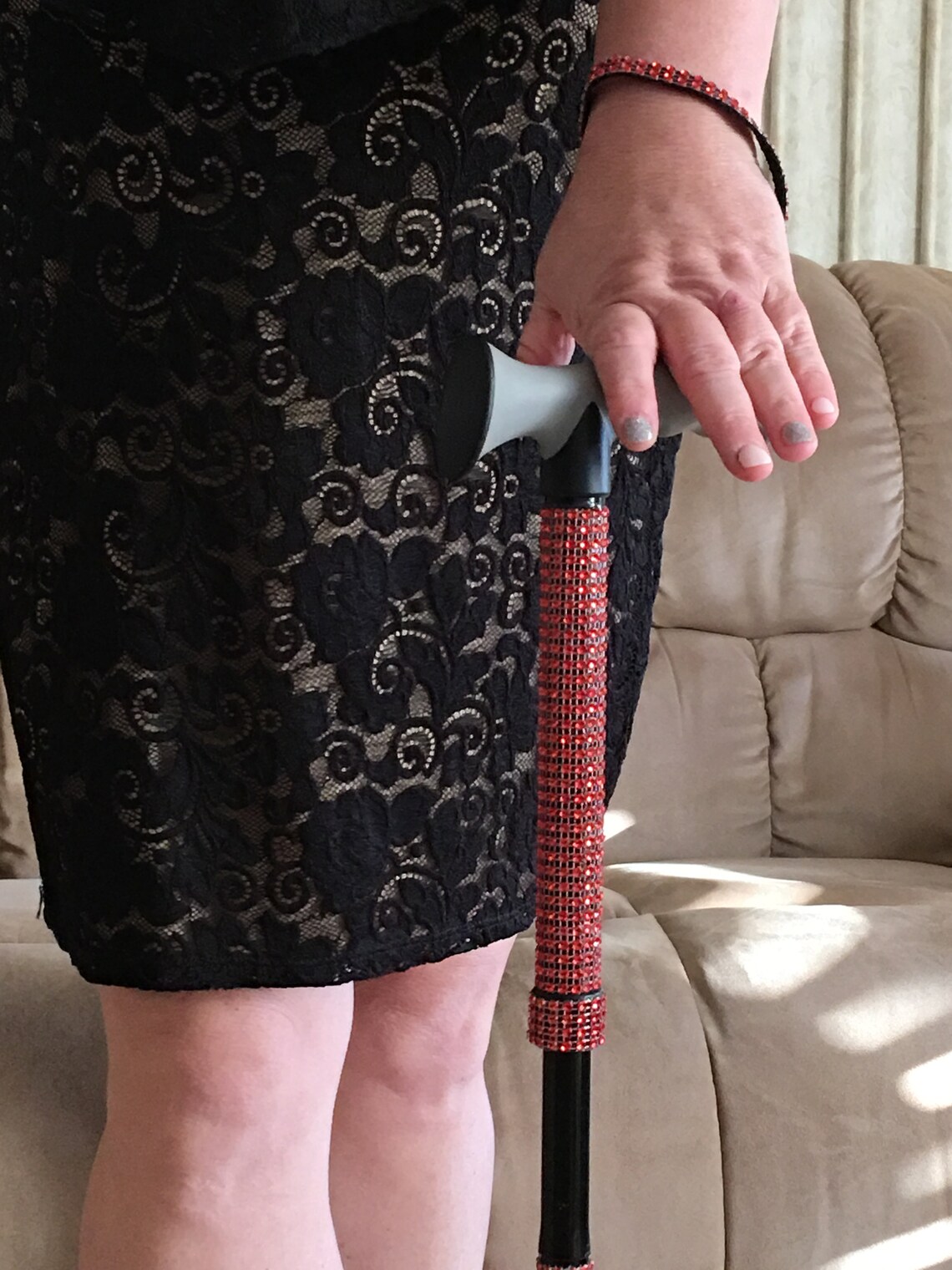 Red Rhinestone Bling Folding Walking Cane Elegant Sparkling | Etsy