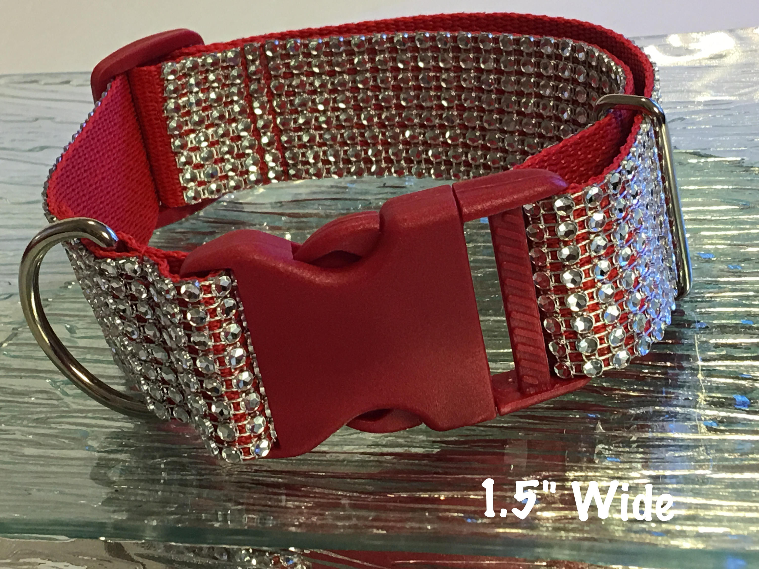 Silver Rhinestone Bling Big Dog Collars Red Cotton 1.5 - Etsy