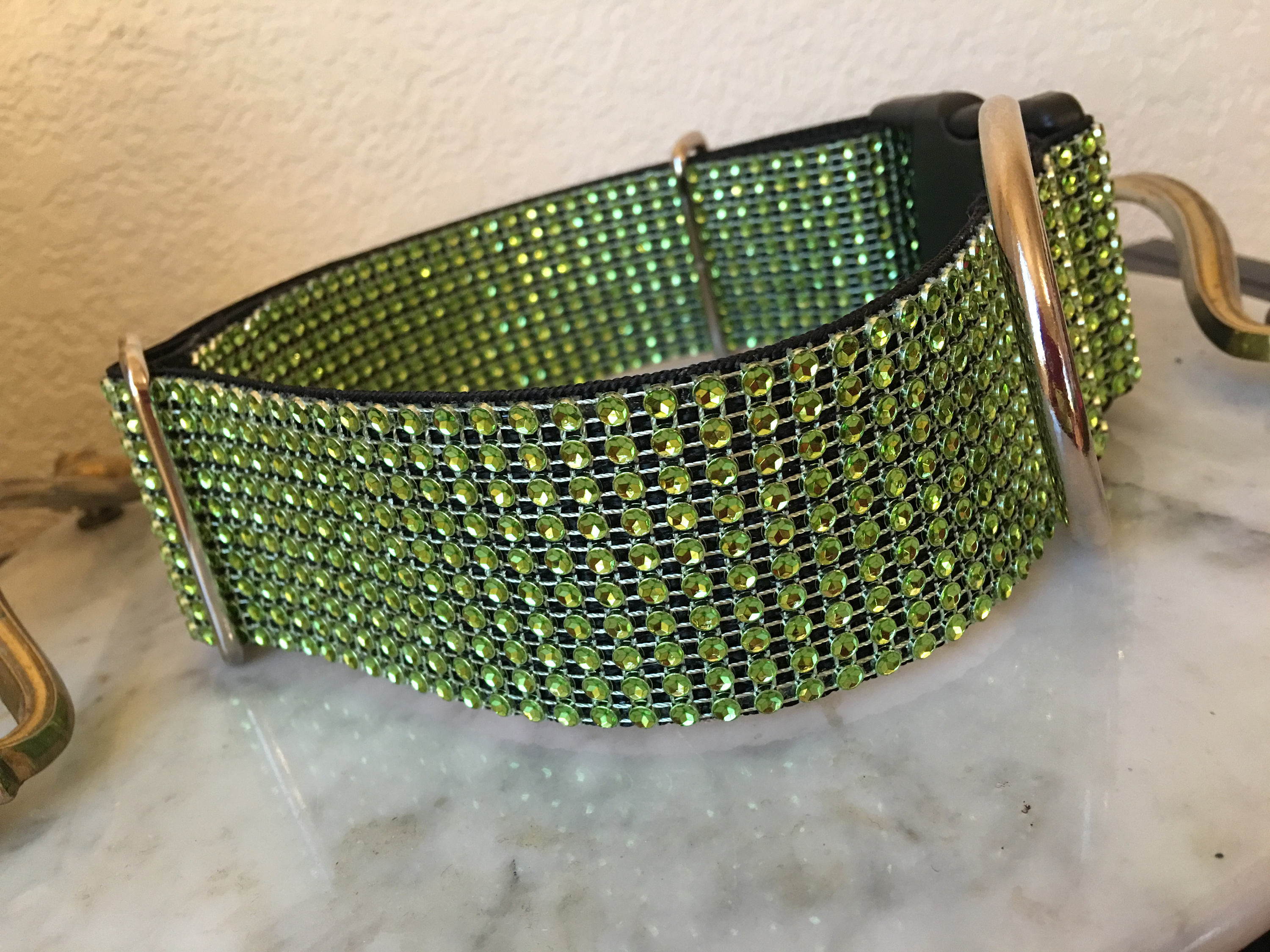 Rhinestone BLING Peridot Green Big Dog Collar. Sparkling and - Etsy