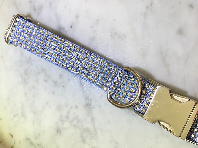 Rhinestone Silver Blue Diamond Bling Dog Collar Metal Buckle | Etsy