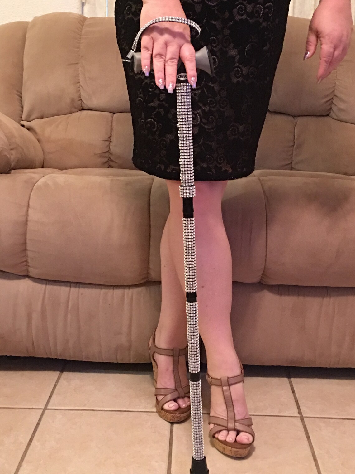 Silver Rhinestone Bling Walking Cane Folding for Multiple - Etsy