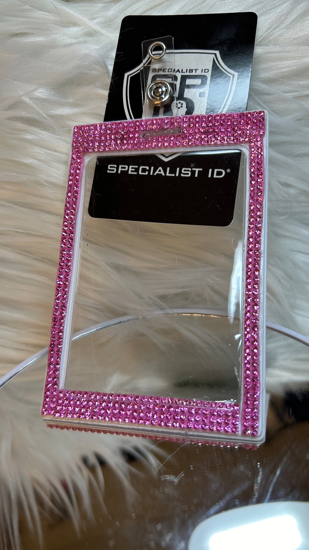 Pink Real Rhinestone Vertical ID Card. Faceted Glass Stones. - Etsy