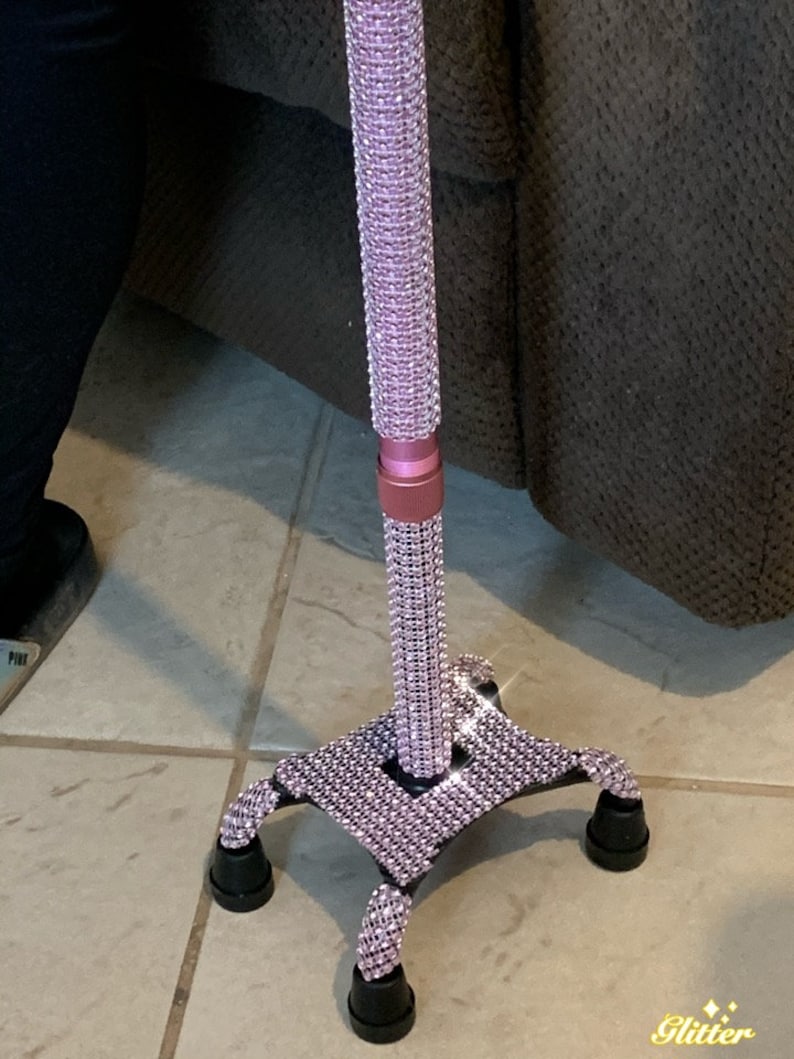 Pink Faux Rhinestone Bling Folding Quad Cane, Adjustable Walking Aid - Etsy