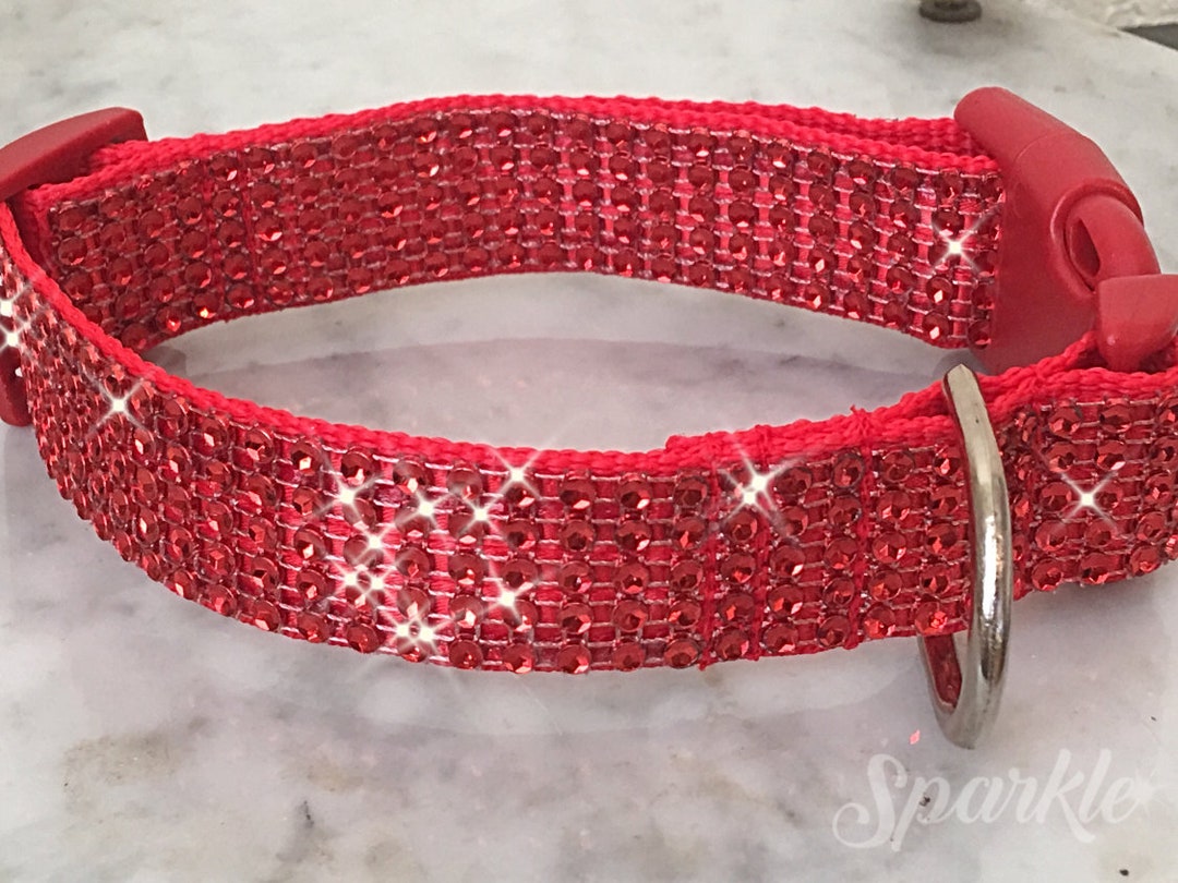 Red Bling Dog Collar: Sparkly Faceted Nylon Collar - Etsy