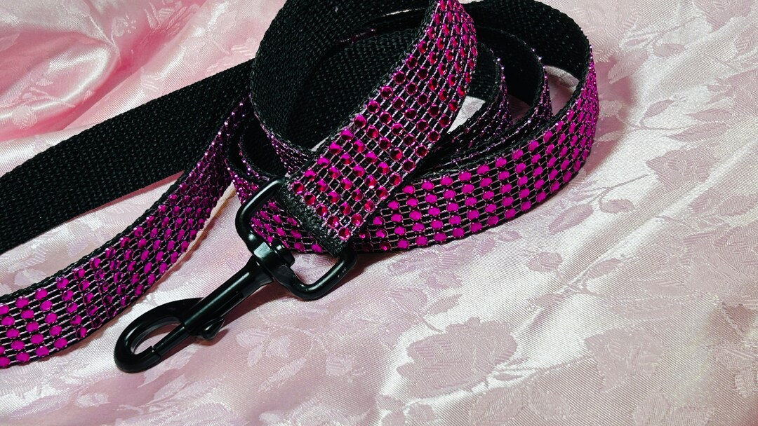 Sparkling Faux Rhinestone Hot Pink Bling Dog Leash. Elegant, Diamanté ...